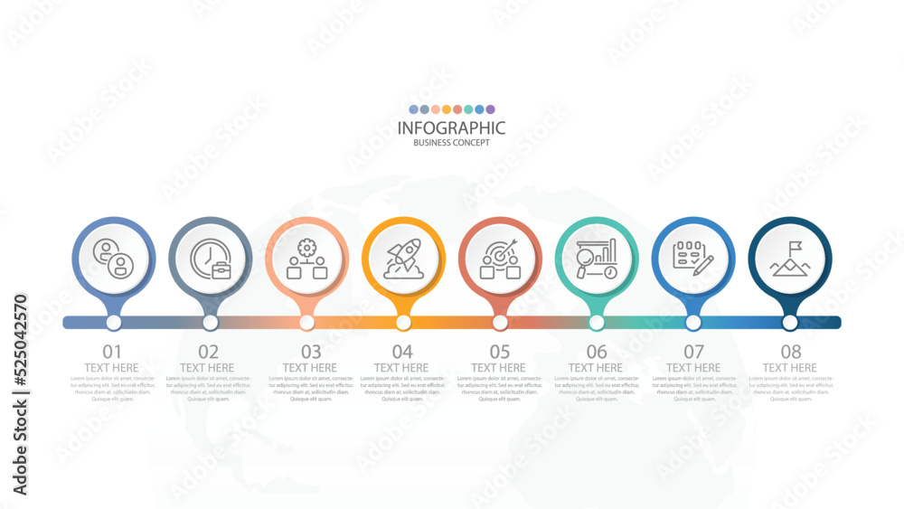 Basic circle infographic template with 8 steps, process or options ...
