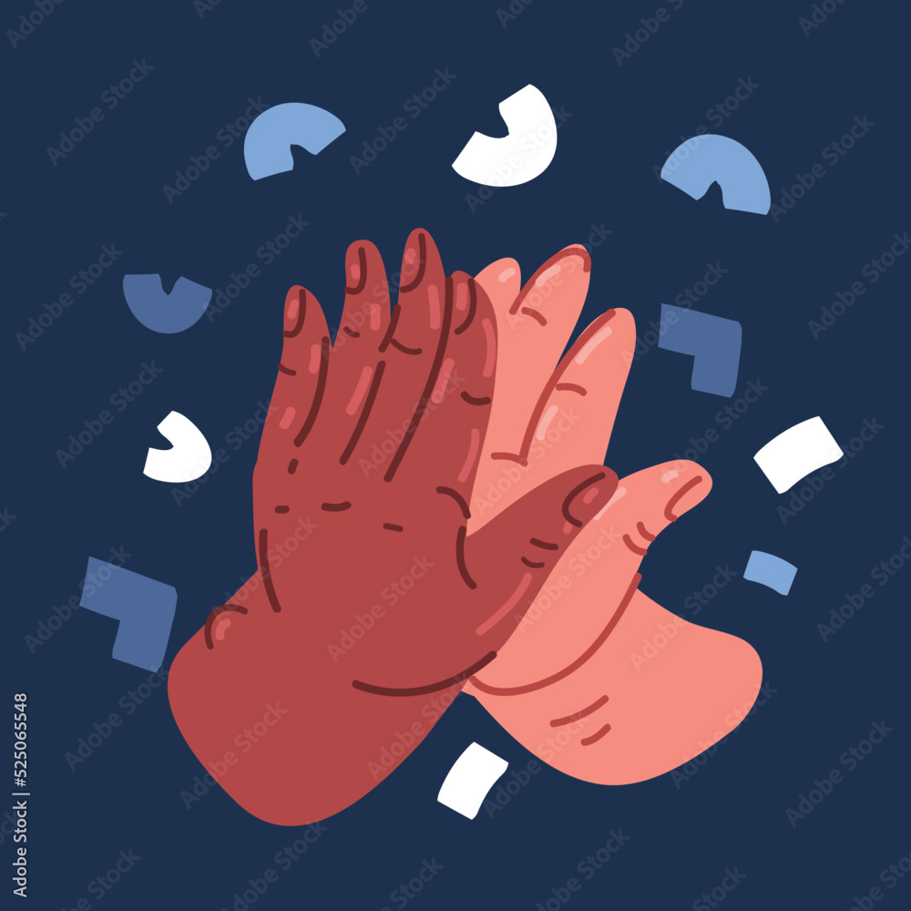 Cartoon vector illustration of Cartoon two Hands giving a High Five ...