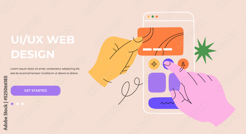 Hands working on creating interfaces for websites and mobile app. UX UI ...