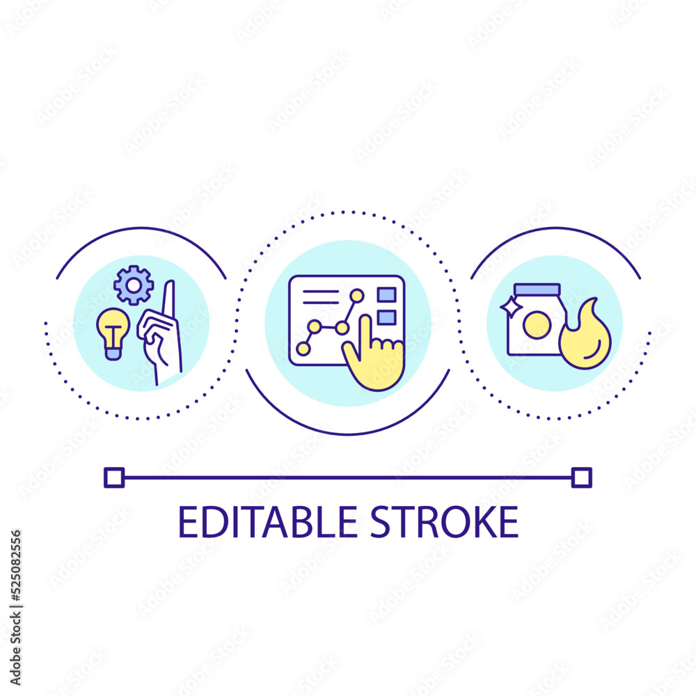 Vector de Stock Measuring performance of sales loop concept icon. Tracking sales progress ...