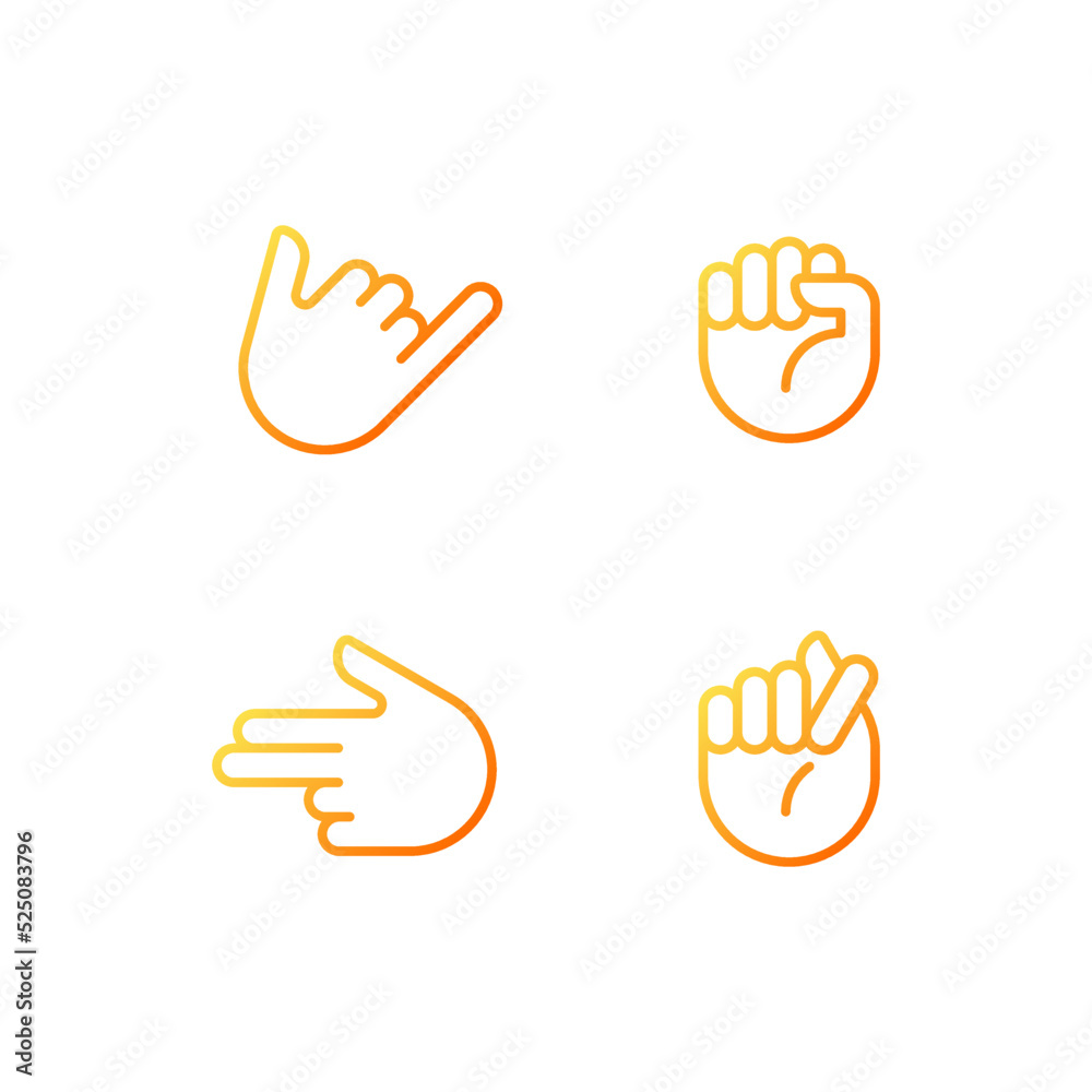Friendly and aggressive gestures pixel perfect gradient linear vector ...