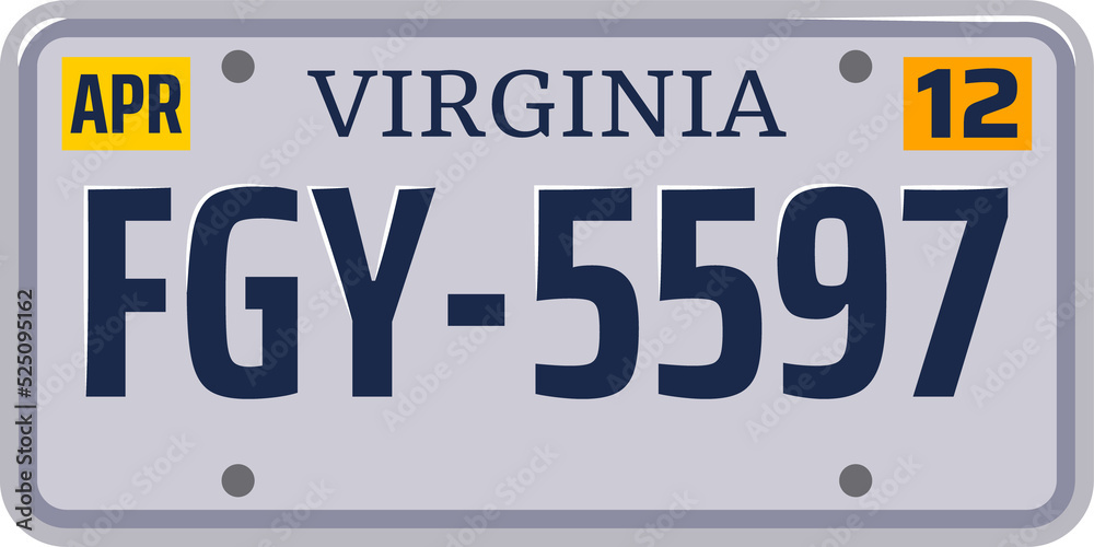Vehicle registration number plate of American states and city. Vector ...