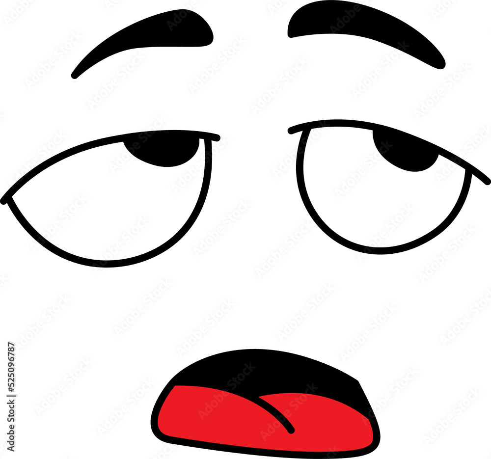 Tired smile emoticon emoji cartoon line art icon Stock Illustration ...