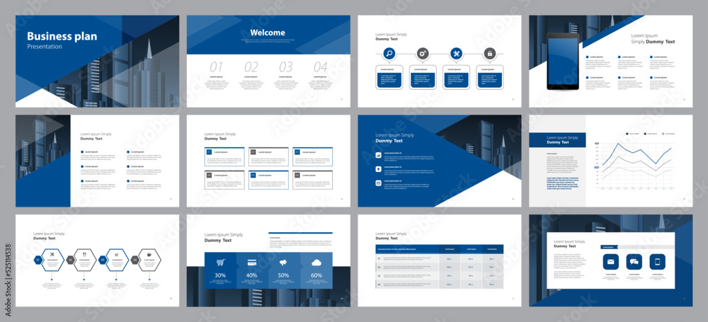business presentation template design backgrounds and page layout ...