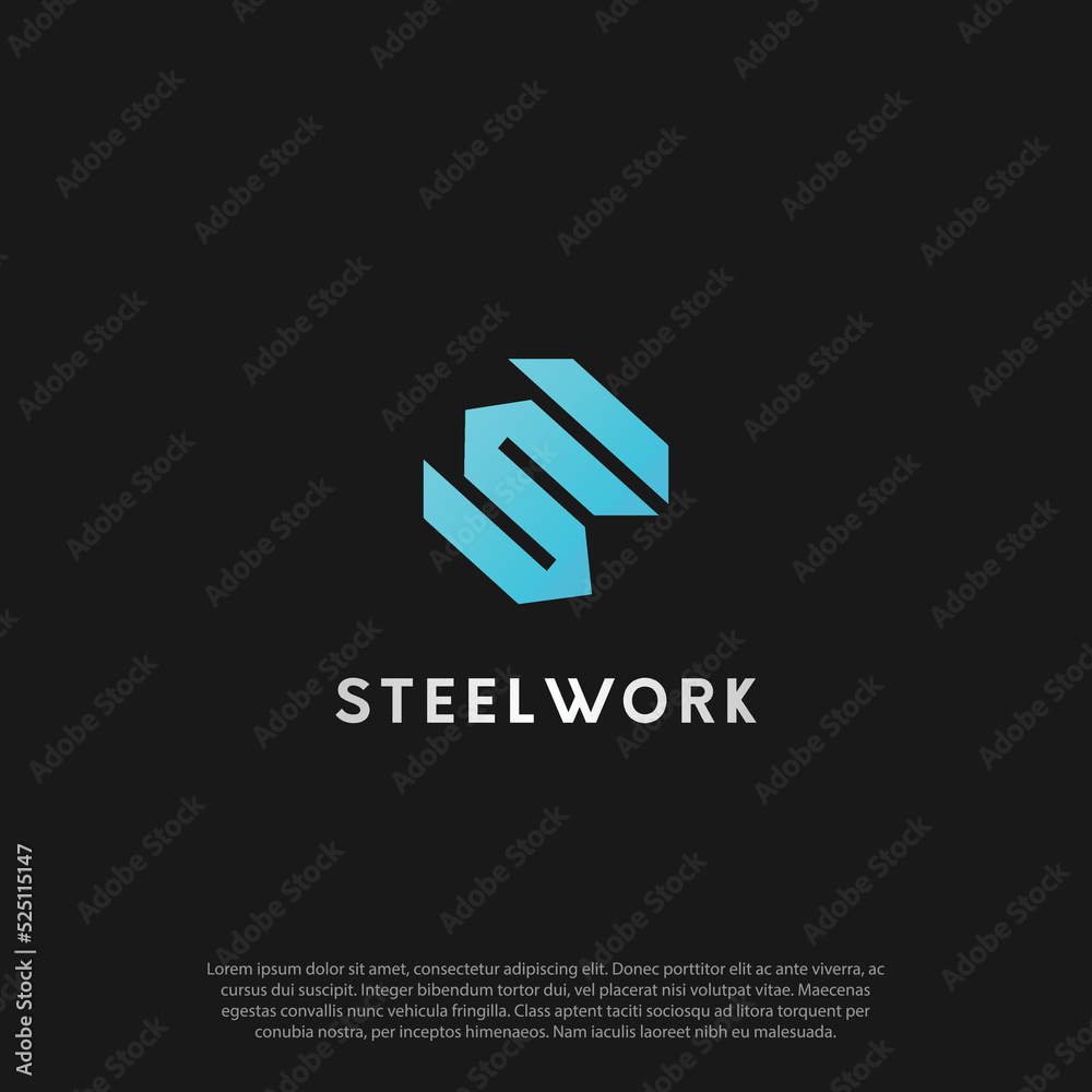 Initial or lettering combining letter s and w as sw sharp and masculine ...