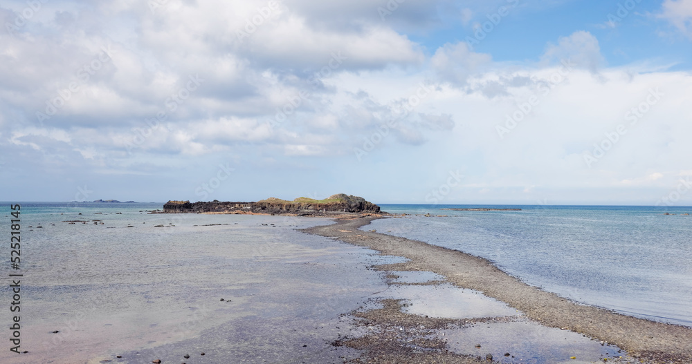 Low tide walking path connect Kueibishan and Chi Yu Island at Penghu of ...