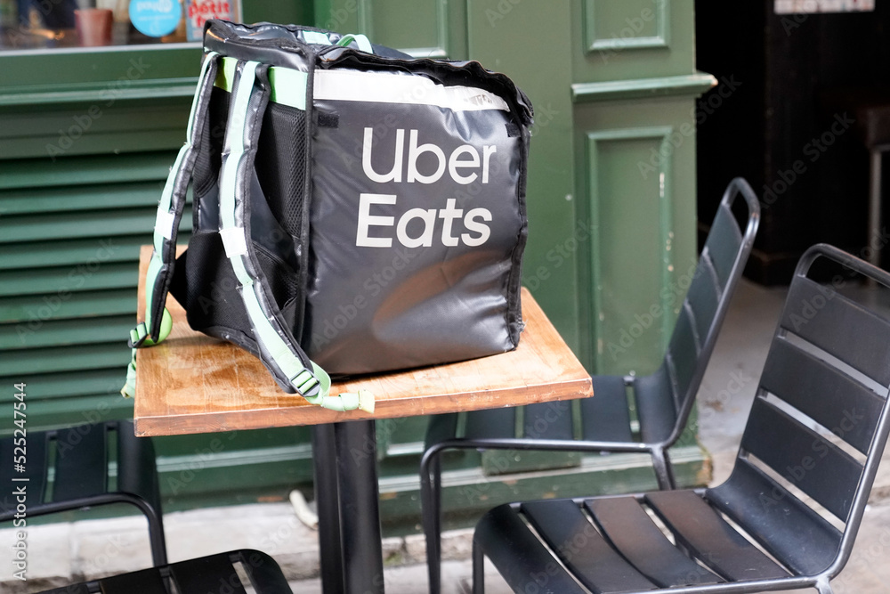 Uber eats bag bike delivery man with backpack Ubereats deliver with ...