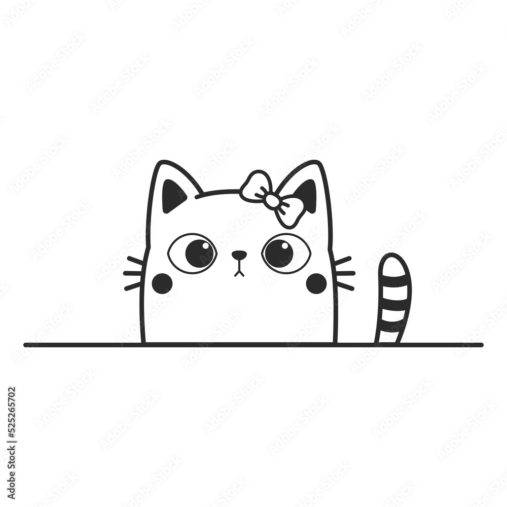 Vector cartoon silhouette of black cat waving to the wall is waving ...