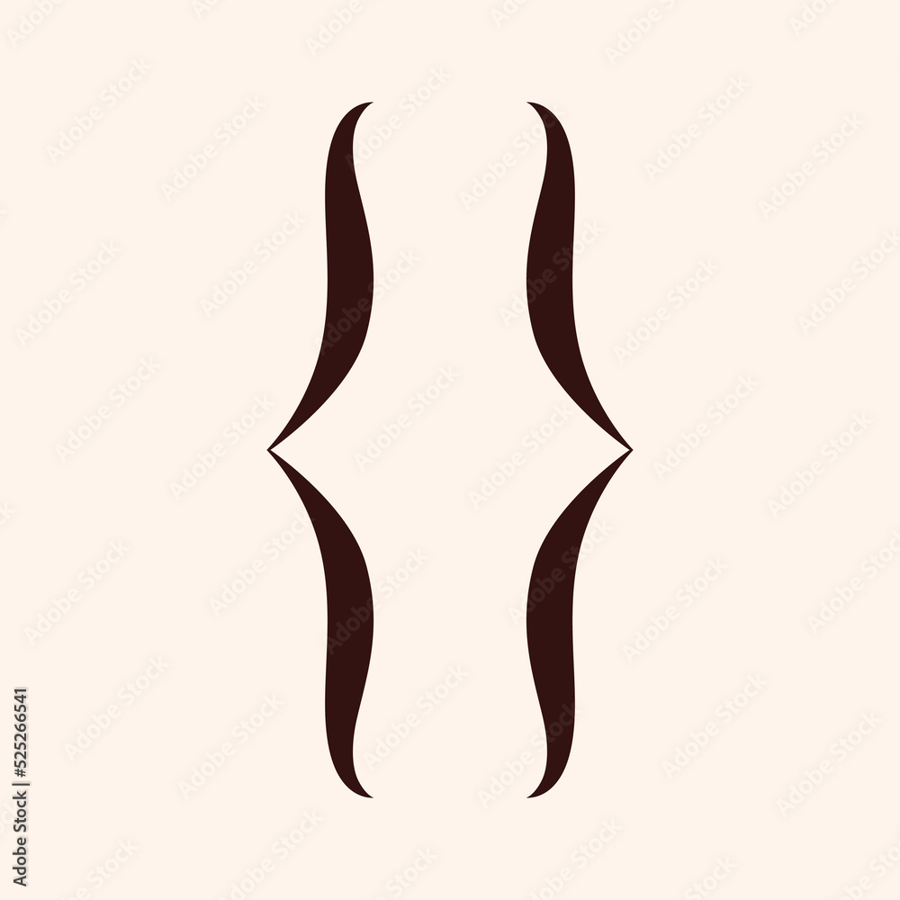 Curly brackets pair in vintage style. Double thick braces, punctuation ...