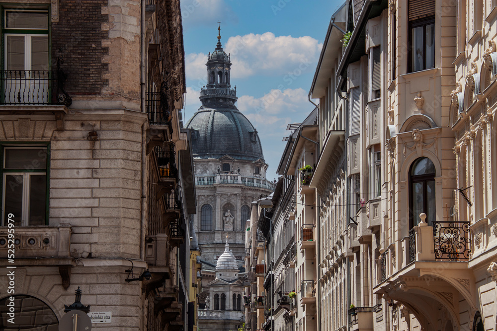 Ancient towers of St. Stephen's Basilica, a Roman Catholic Cathedral ...
