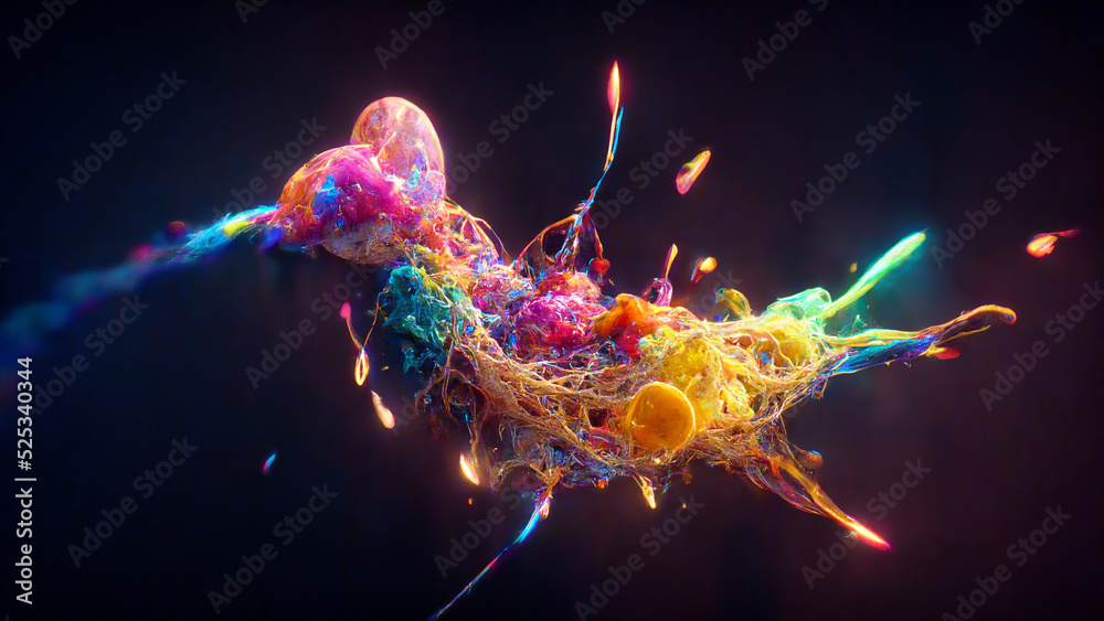 Molecular biology, multicolored protein structures. Digital Art ...