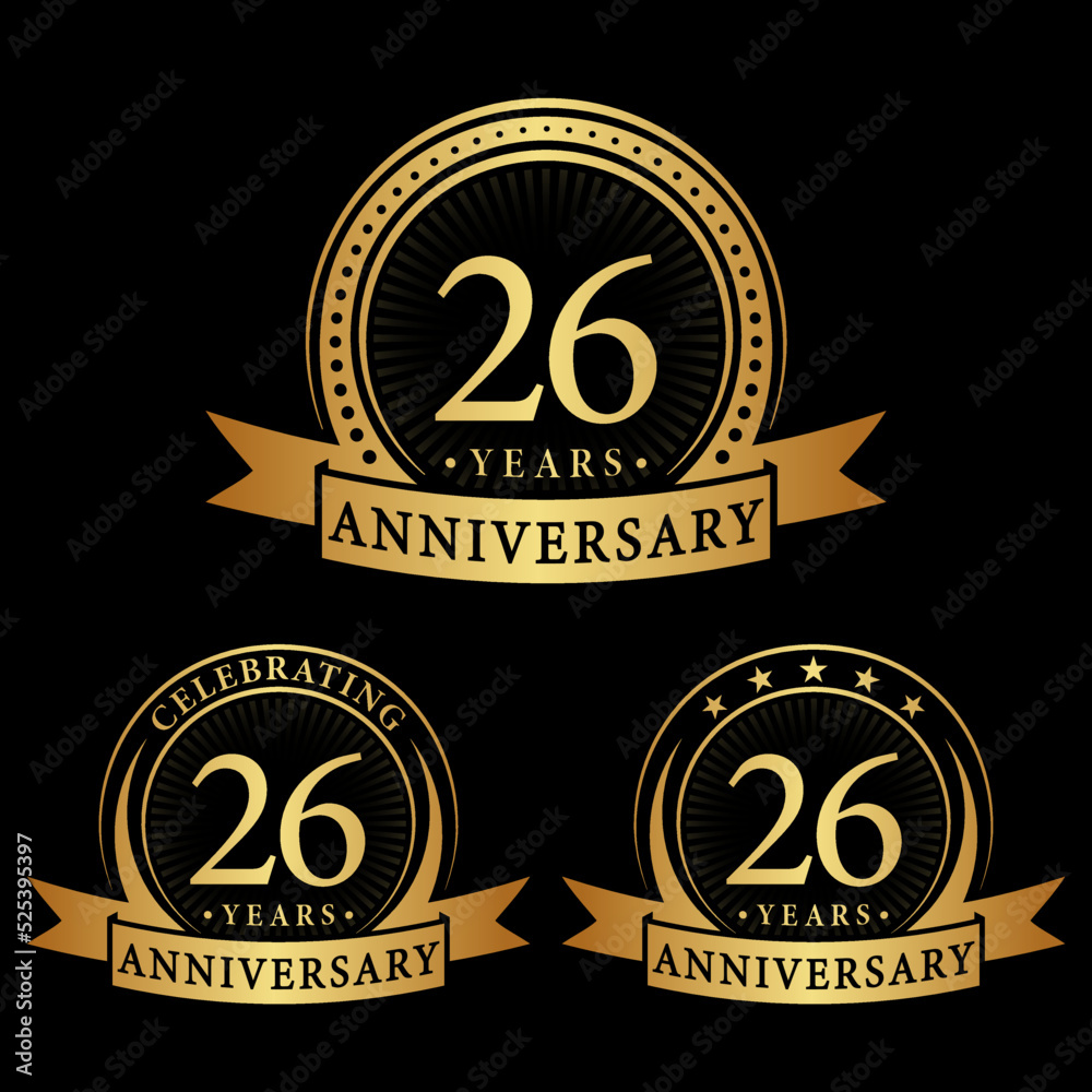 26 years anniversary logo collections. Set of 26th Anniversary logotype ...