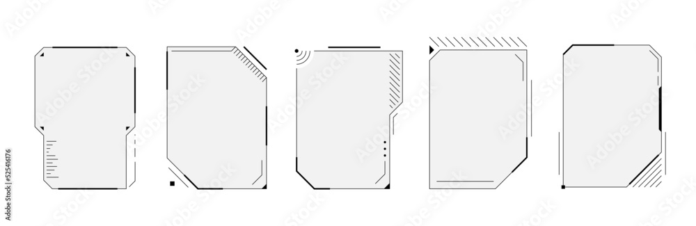HUD digital futuristic user interface square vertical frame set. Sci Fi ...