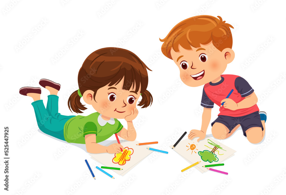 Girl Drawing A Picture Clipart