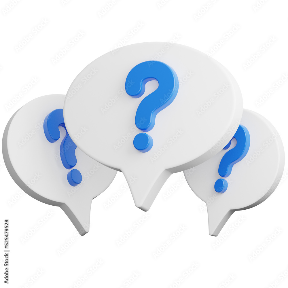 Question mark speech bubbles on transparent background. 3D Illustration ...