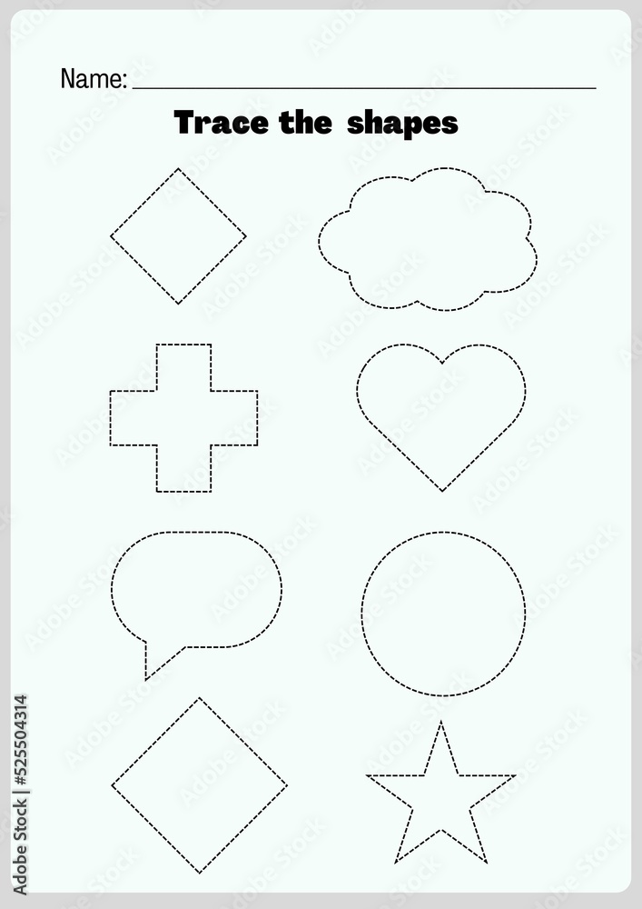High Resolution Printable Shapes Tracing Worksheets for Kindergarten ...