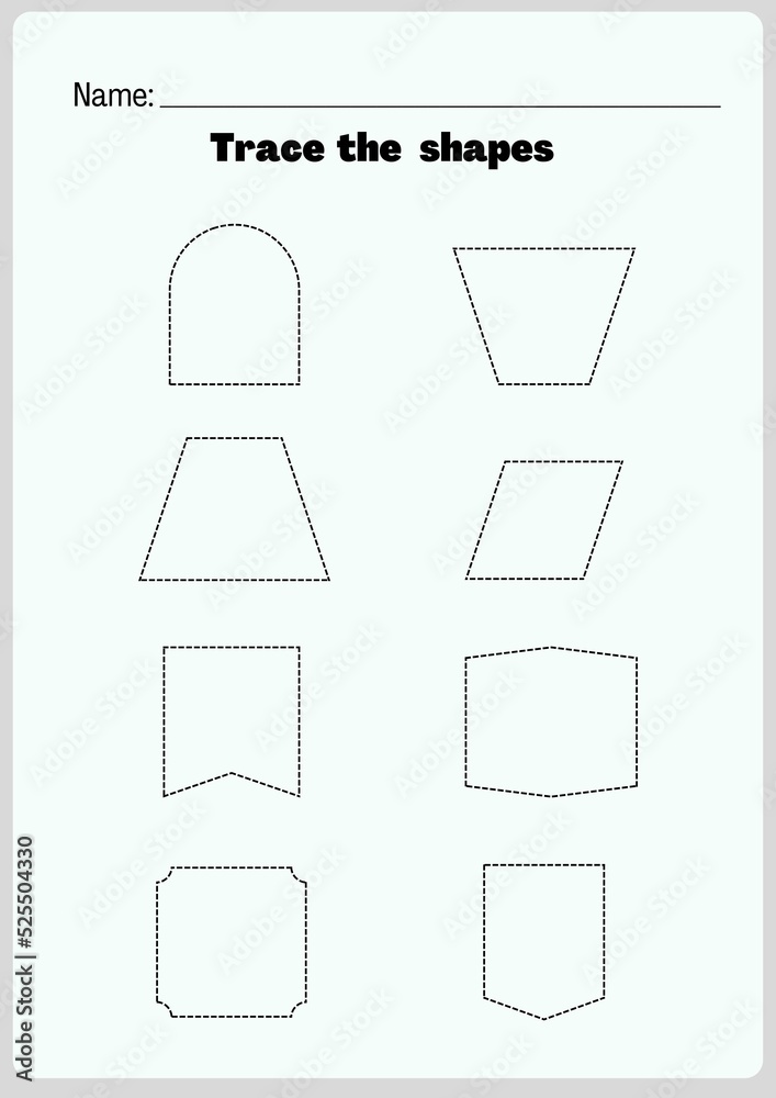 High Resolution Printable Shapes Tracing Worksheets for Kindergarten ...