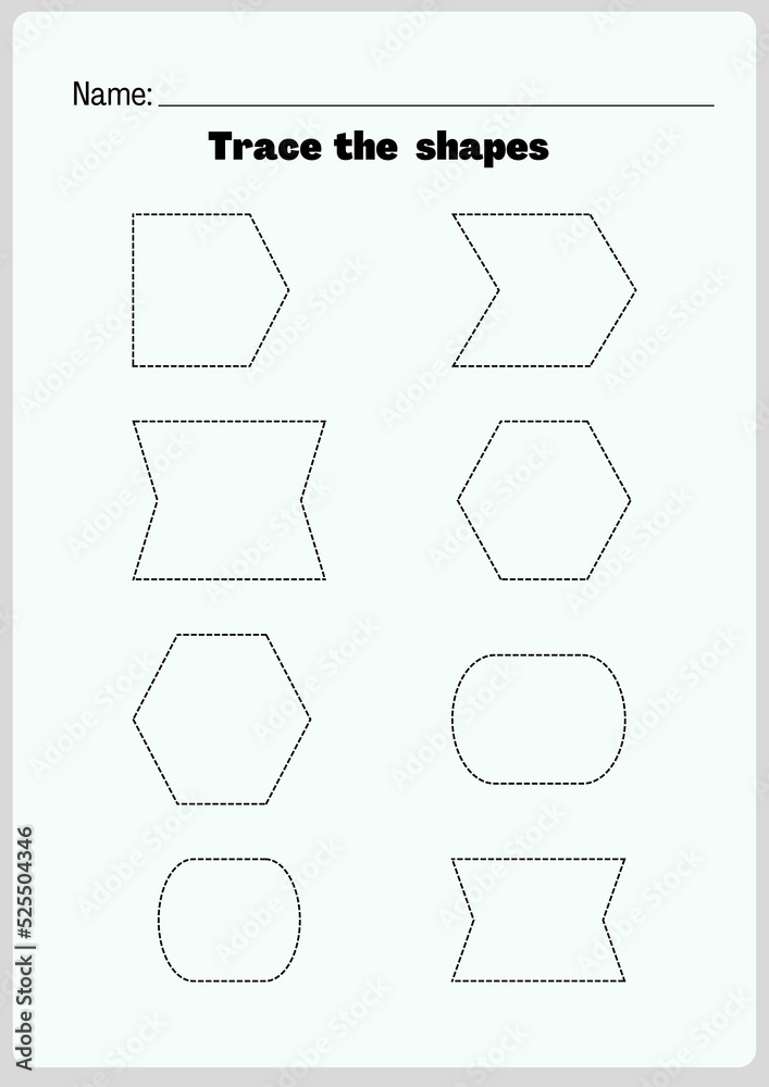 High Resolution Printable Shapes Tracing Worksheets for Kindergarten ...