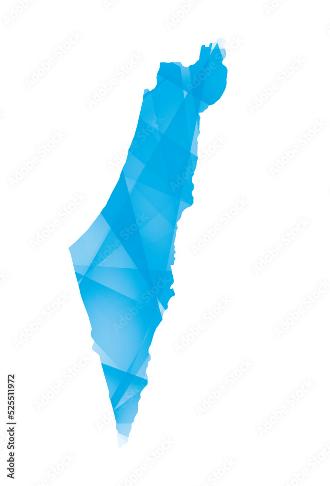vector illustration of Israel map with blue colored geometric shapes ...