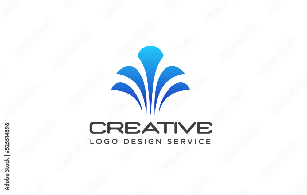 Water Fountains Logo Design Template With Pond-Water jet fountain logo ...
