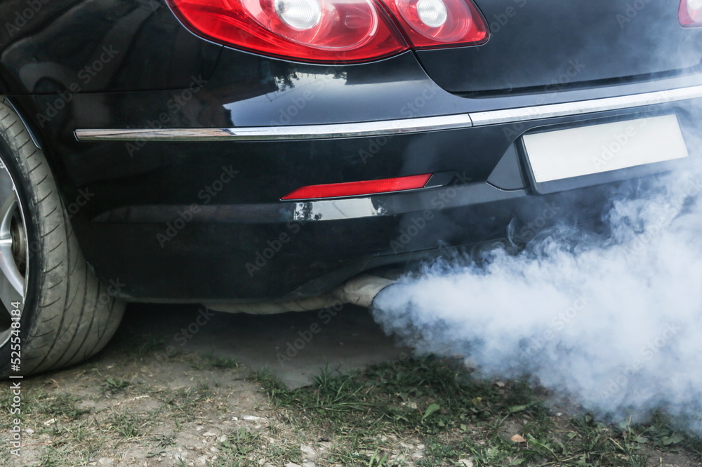 smoke from the exhaust pipe of a car. harm to the environment from ...