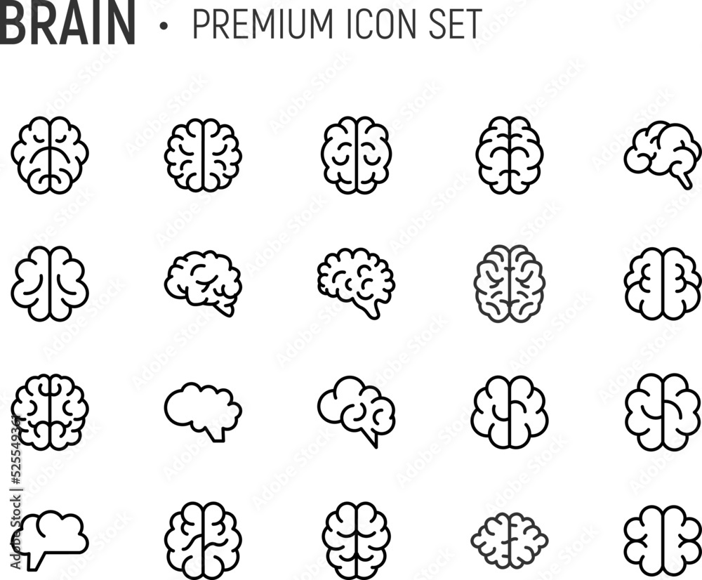 Editable vector pack of brain line icons. Stock Vector | Adobe Stock