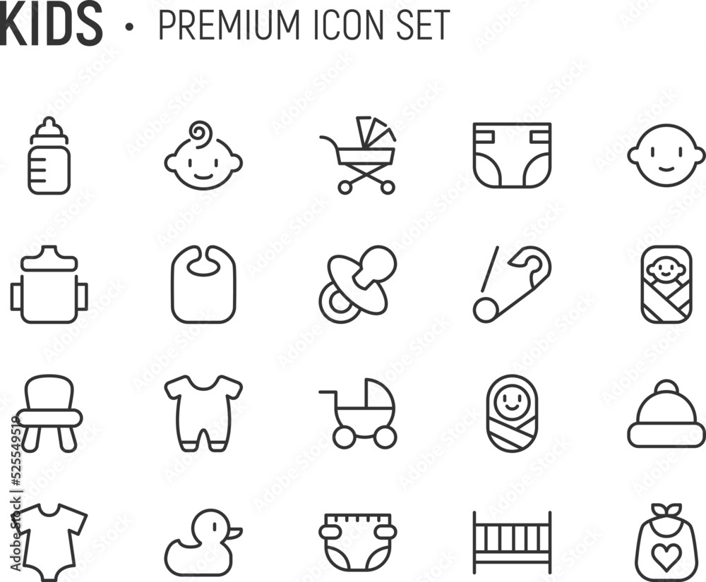 Editable vector pack of kids line icons. Stock Vector | Adobe Stock