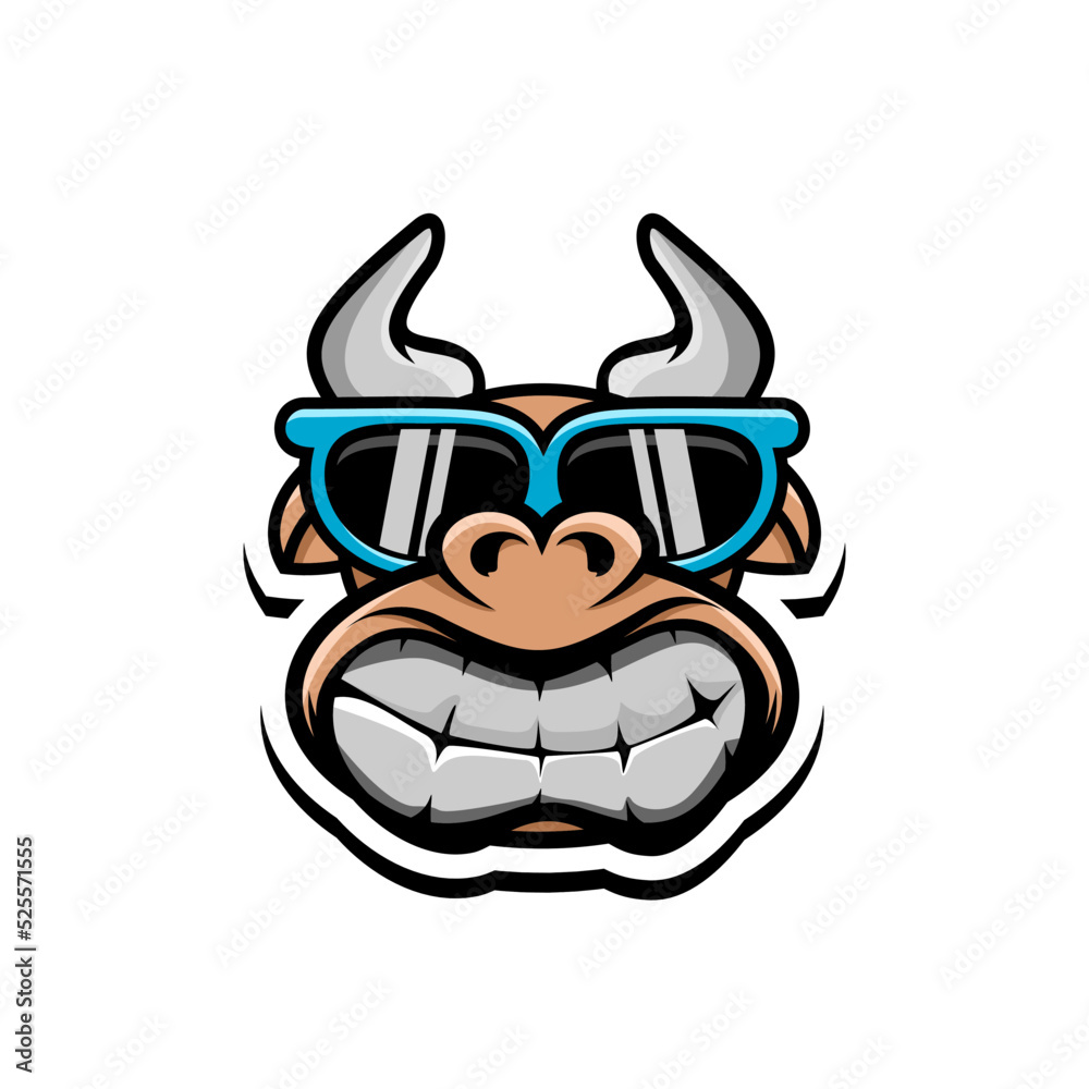 vector illustration of cartoon cow wearing gla Stock Vector | Adobe Stock