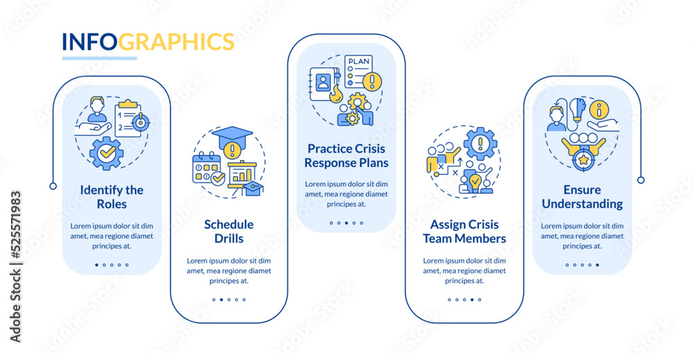 Crisis management team blue rectangle infographic template. Teamwork ...