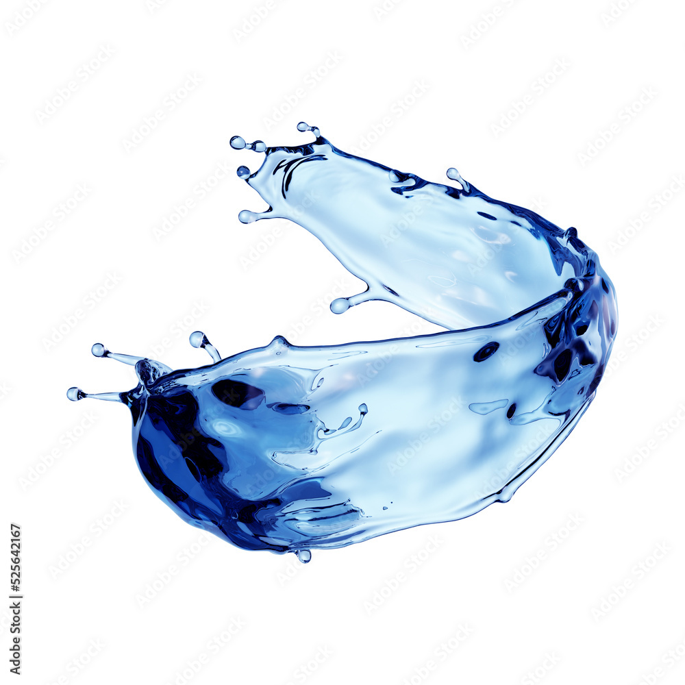 3d render, blue wave, water wavy splash clip art isolated on ...