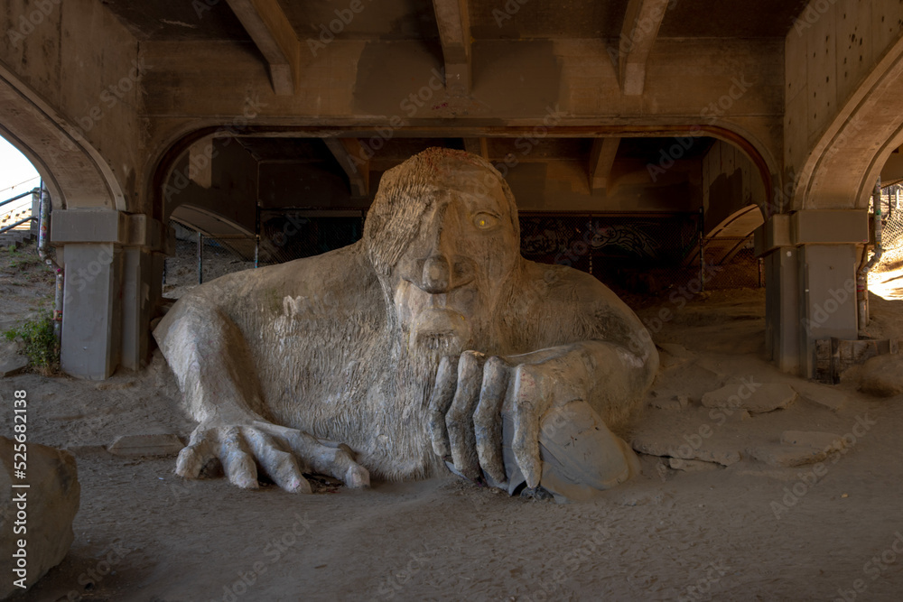 Seattle, WA—Aug 6, 2022; large statue made of concrete and Volkswagen ...