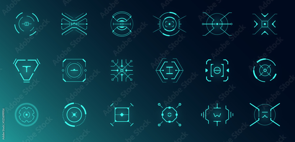HUD aim control target system set. GUI and FUI interface. Futuristic ...
