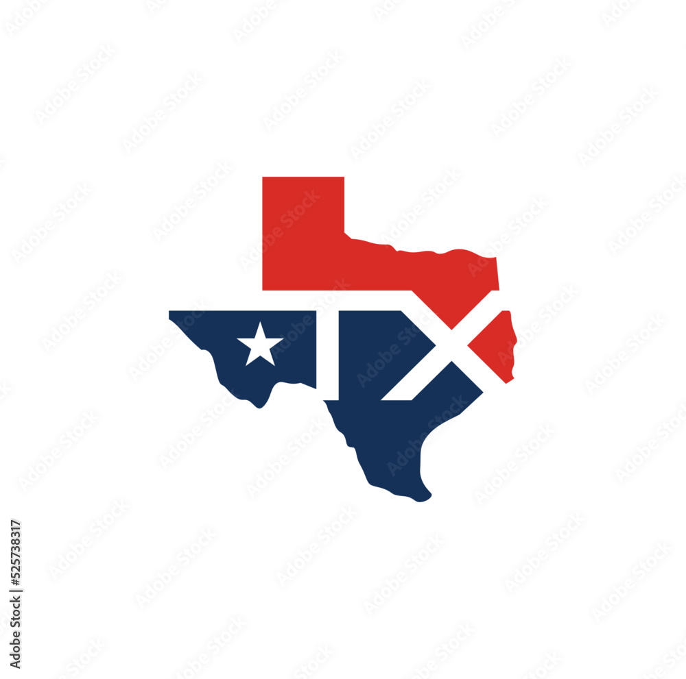 Letter TX and Texas map logo design. Lone Star Vector Illustration ...