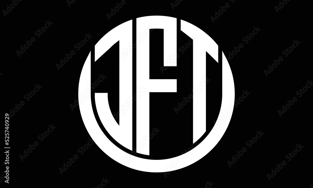 JFT three letter circle logo design vector template. monogram symbol on black & white. Stock ...
