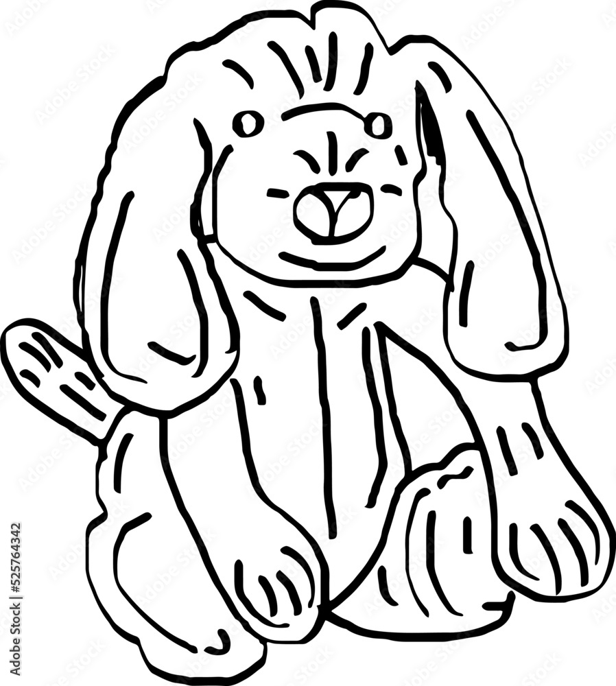 Dog doodle, dog cartoon drawing, line art vector illustration ...