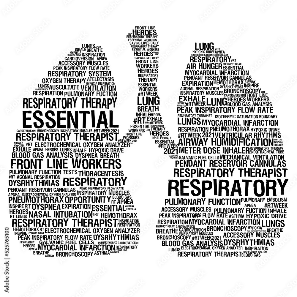 respiratory therapist care week. Lungs made out of key black RT words ...