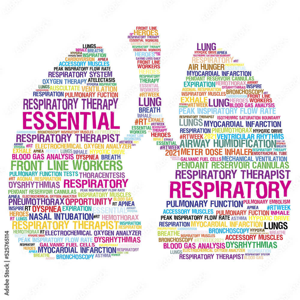 respiratory therapist care week. Lungs made out of key RT color words ...