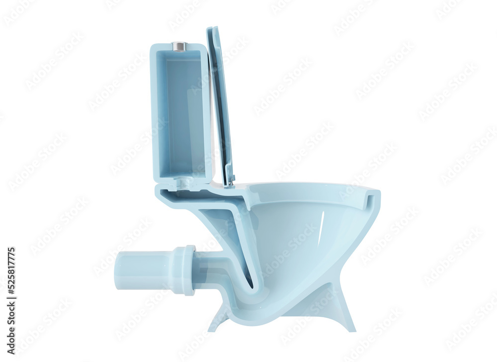 The cross-section structure of the toilet (the system). Blue color. The ...