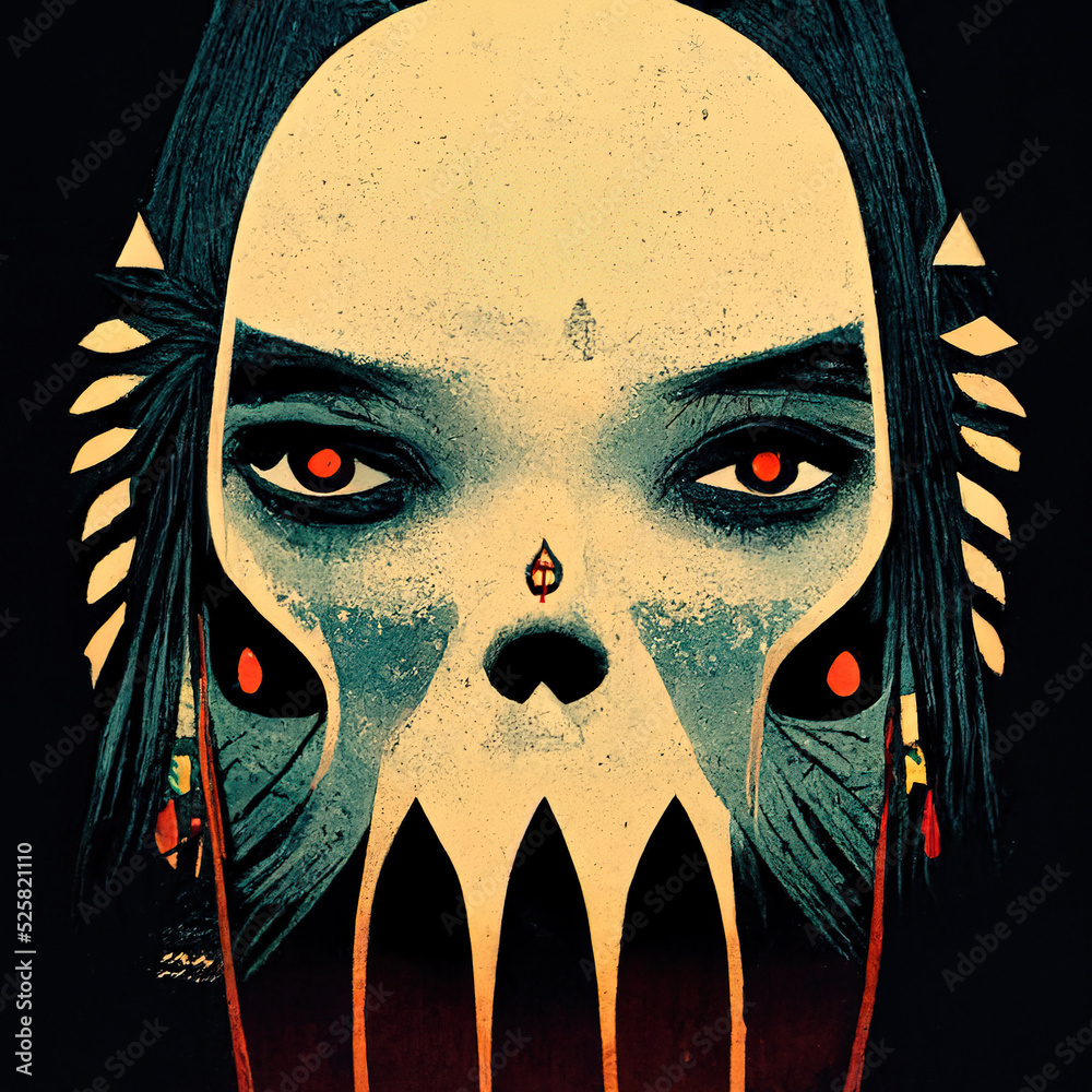 Ancient Ethnic Horror Symbols Comic Style Clipart Illustrasyon Stock ...