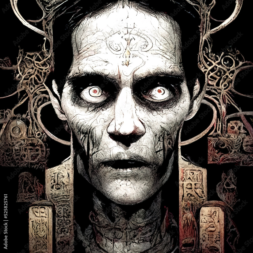 Ancient Ethnic Horror Symbols Comic Style Clipart Illustrasyon Stock ...