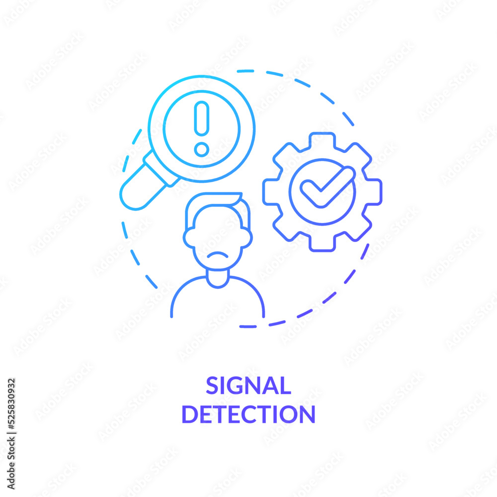 Signal detection blue gradient concept icon. Identify problem. Model for crisis management steps ...
