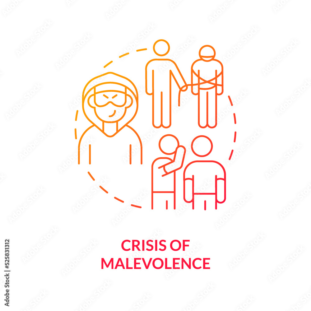 Crisis of malevolence red gradient concept icon. False rumors ...