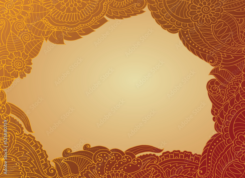 Bright orange Zentangle card template with a gradient background and a ...