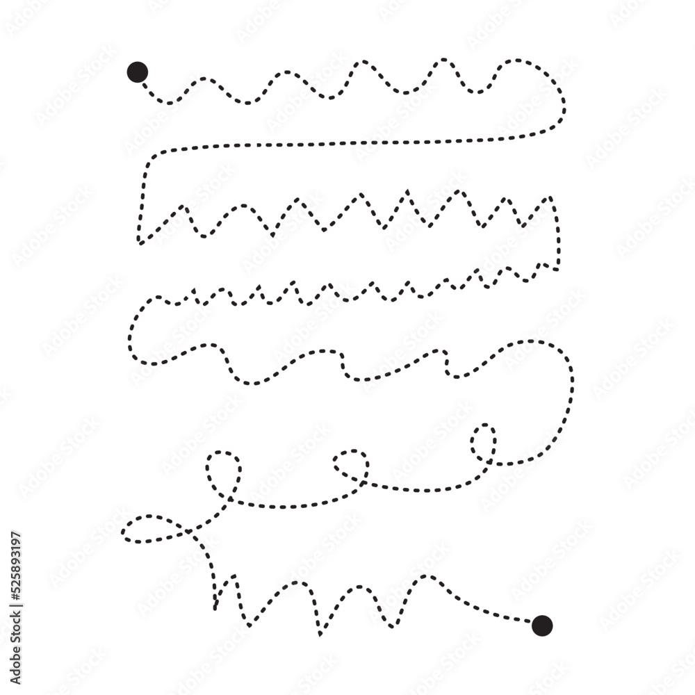 Prewriting tracing lines and curve shapes element for preschool ...