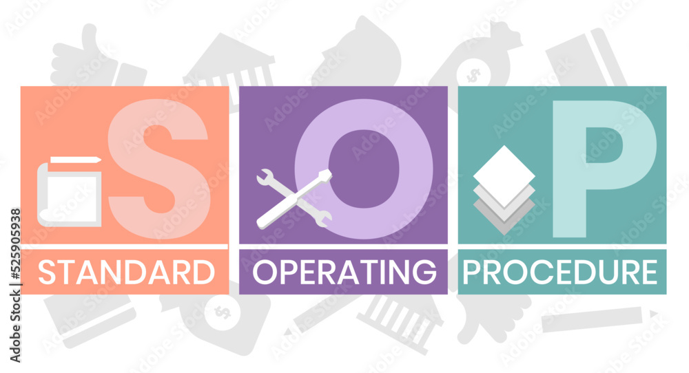 SOP, Standard Operating Procedure. Concept with keywords, letters and ...