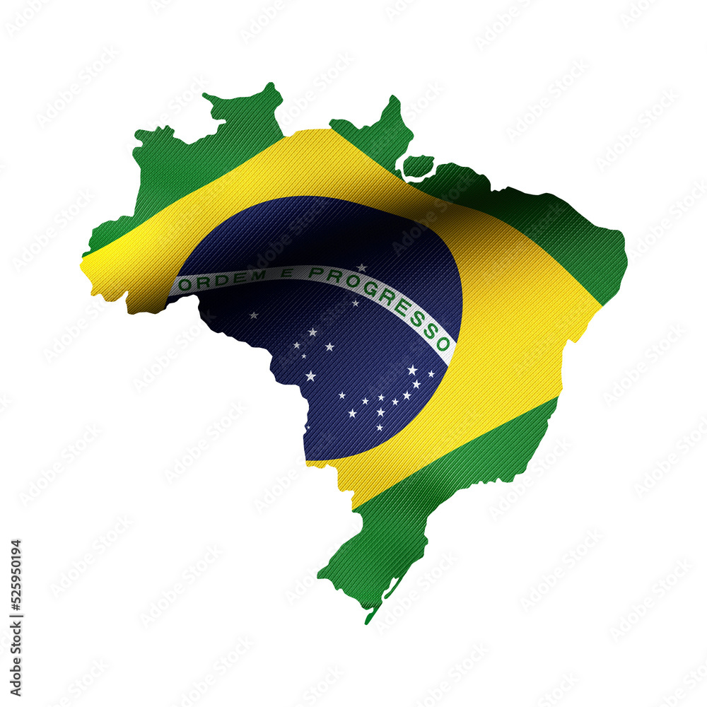 Mapa do Brasil com bandeira e fundo branco, mapa do Brasil isolado ...