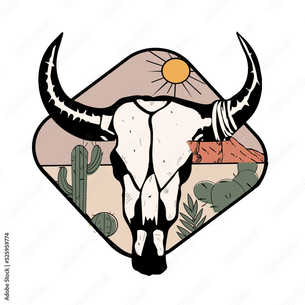 Vector de Stock Cow Skull Desert floral leopard Svg png, cow skull svg ...