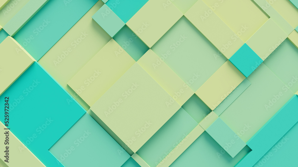 Turquoise and Yellow Tech Background with a Geometric 3D Structure ...