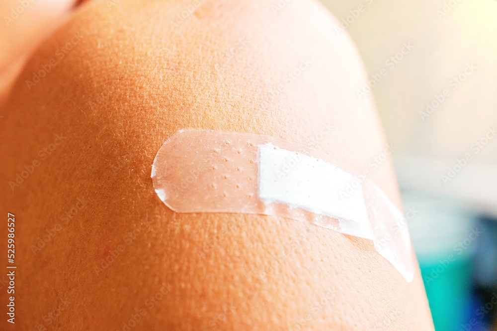 Medical adhesive plaster to stick wound on shoulder, arm, wound healing ...