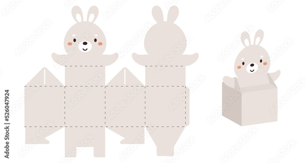 Simple packaging favor box bunny design for sweets, candies, small ...